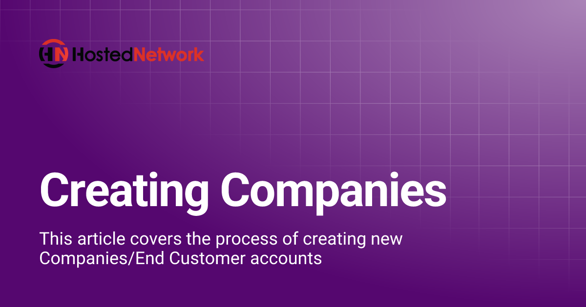 Creating Companies | Hosted Network