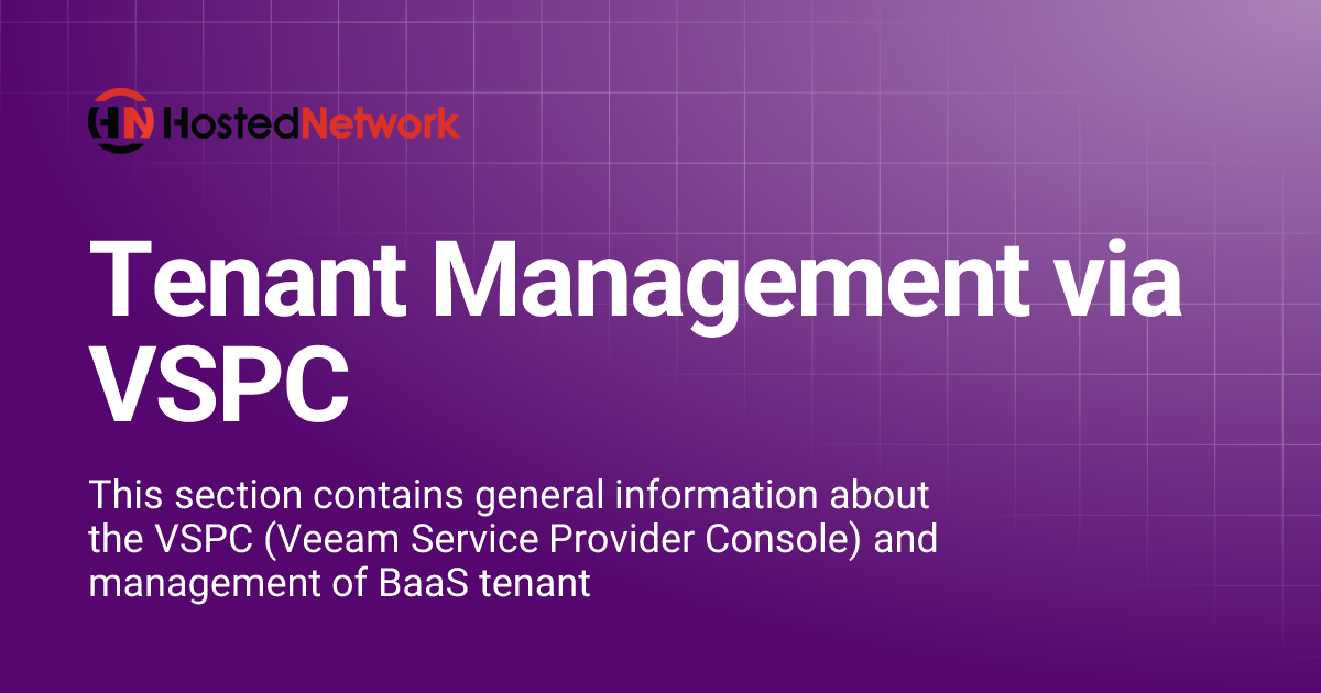 Tenant Management via VSPC | Hosted Network